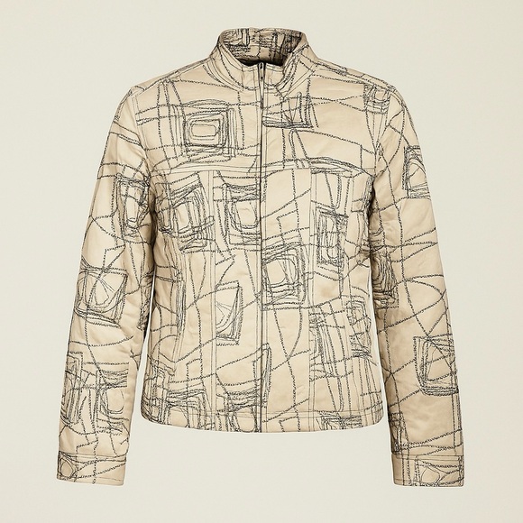 Chico's | Jackets & Coats | Shimmering Silk Jacket Black Stitching Art ...